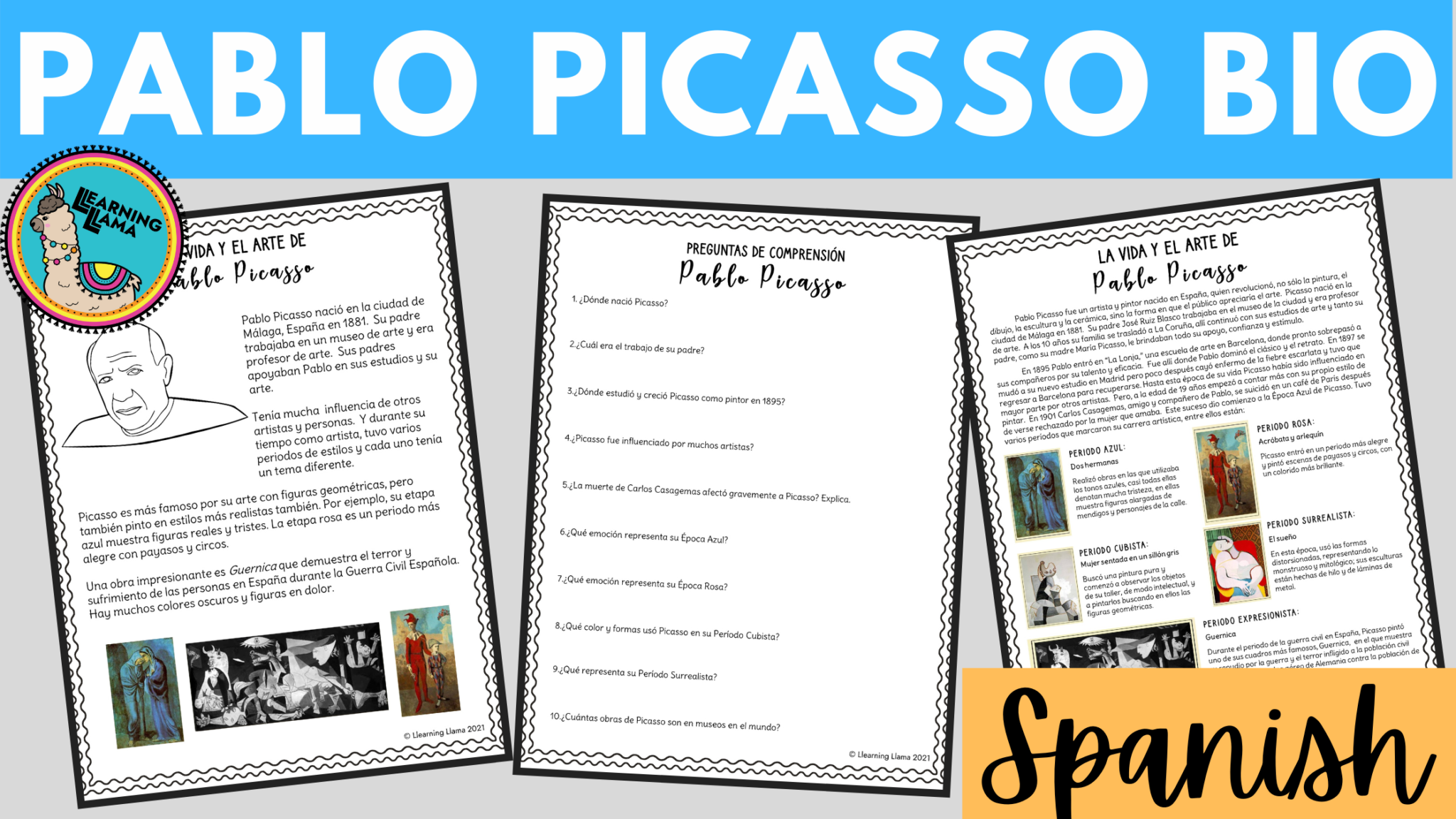 7 Pablo Picasso Spanish Lesson Plans - Llearning Llama